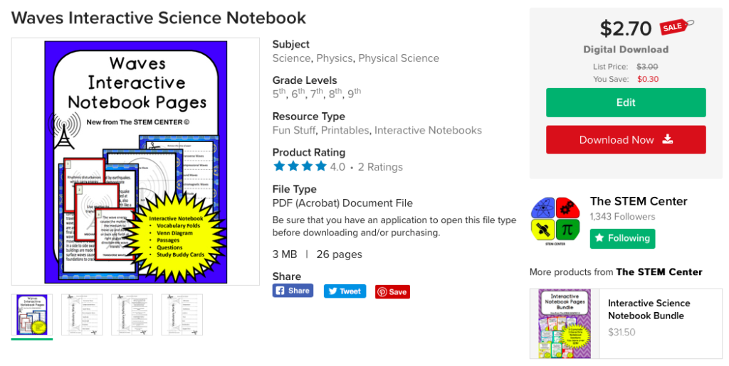 Waves Interactive Notebook - The STEM Center